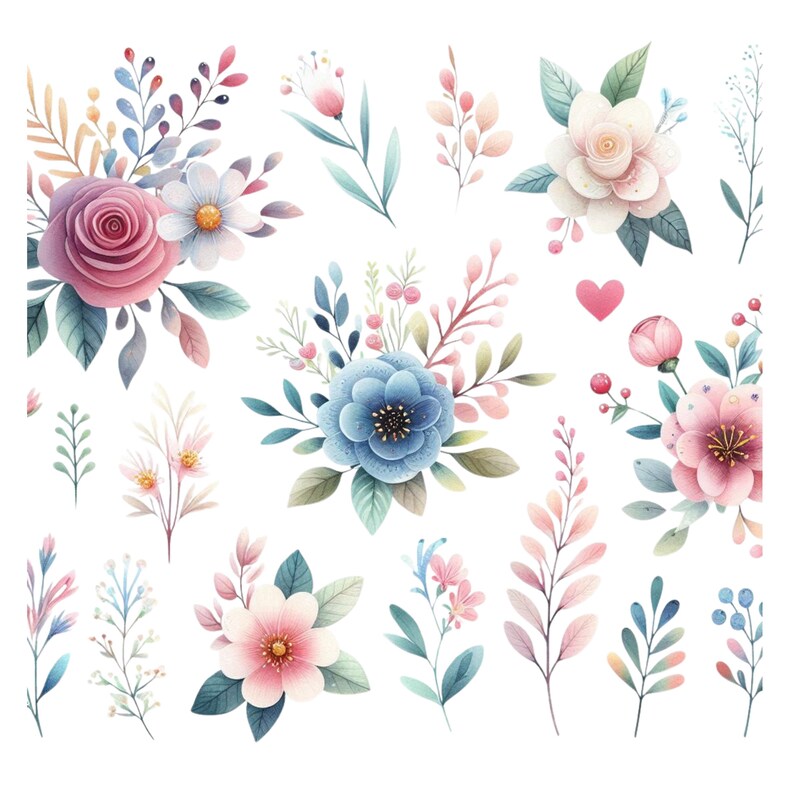 Cute Flowers - Clip Art - (12 PNG Files) - 3000 X 3000 Pixels - Set #1 ...
