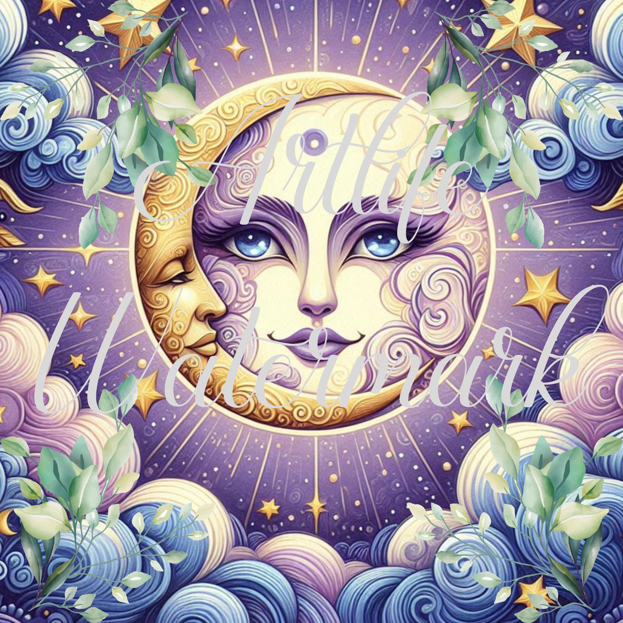 Purple Moon Design 5 Images Printable Bundle Wall Art 25 in X 25 In. 01 ...