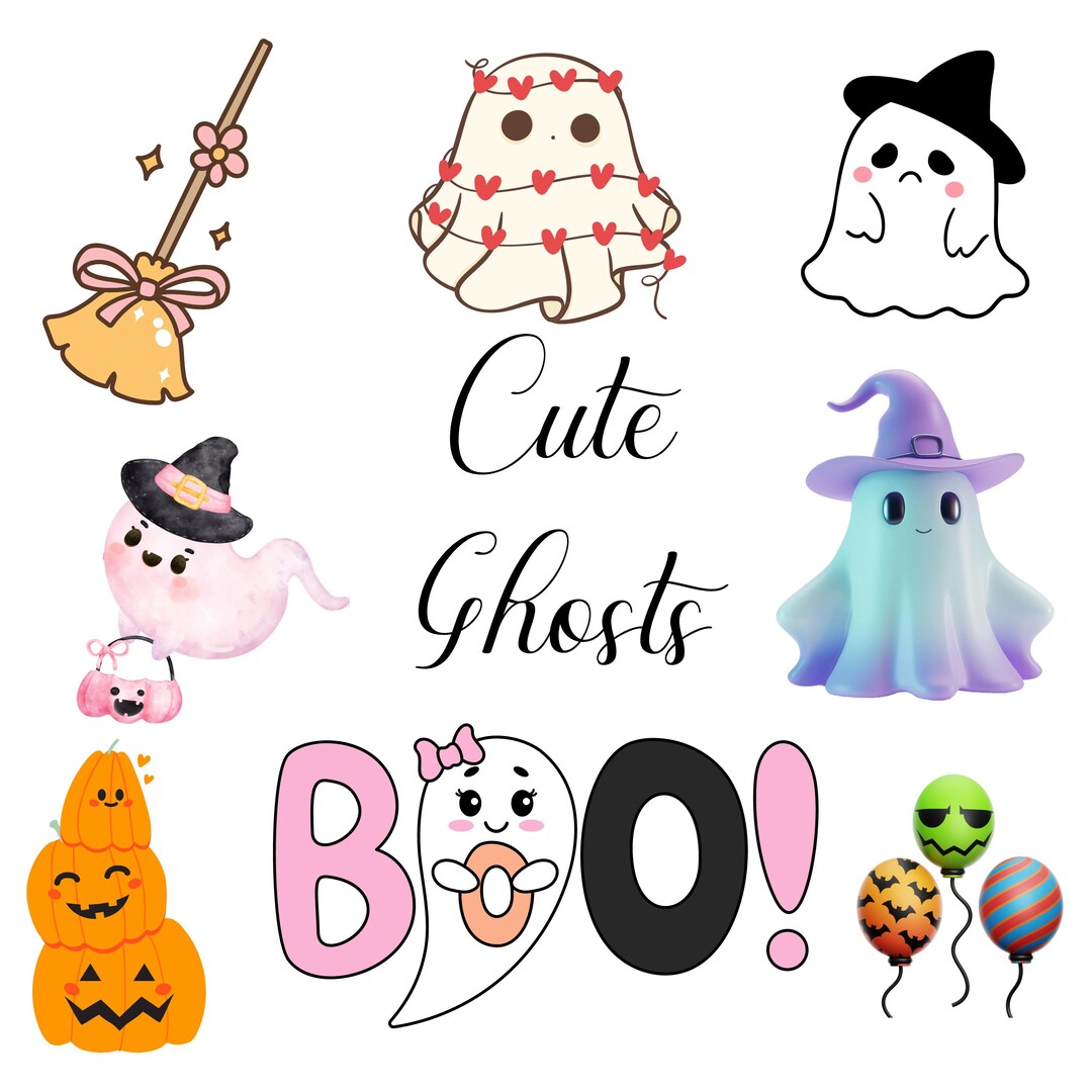 Cute Ghosts Clip Art Set 2 5 PNG Files - Etsy