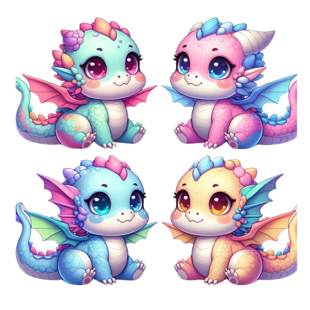 Baby Dragons Clip Art Set 1 10 PNG Files 38 Dragons - Etsy