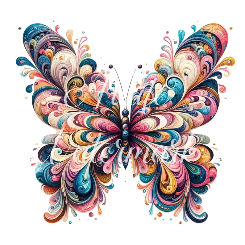 Swirl Butterfly Clip Art Set 1 10 PNG Files 2400 X 2400 Px - Etsy