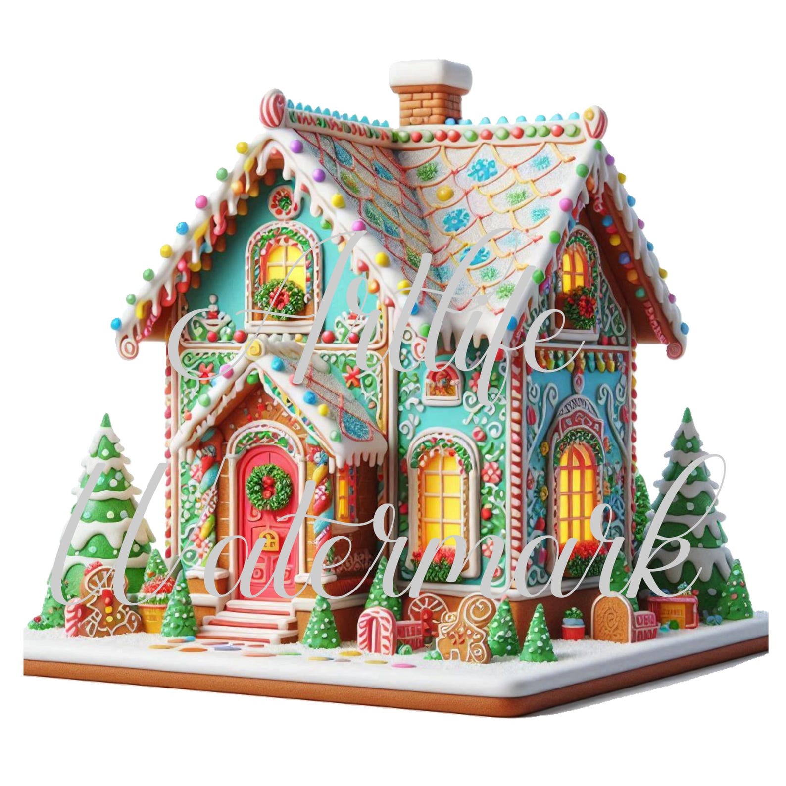 Christmas Gingerbread House Clip Art 5 PNG Files 4000 X 4000 Px 01 - Etsy