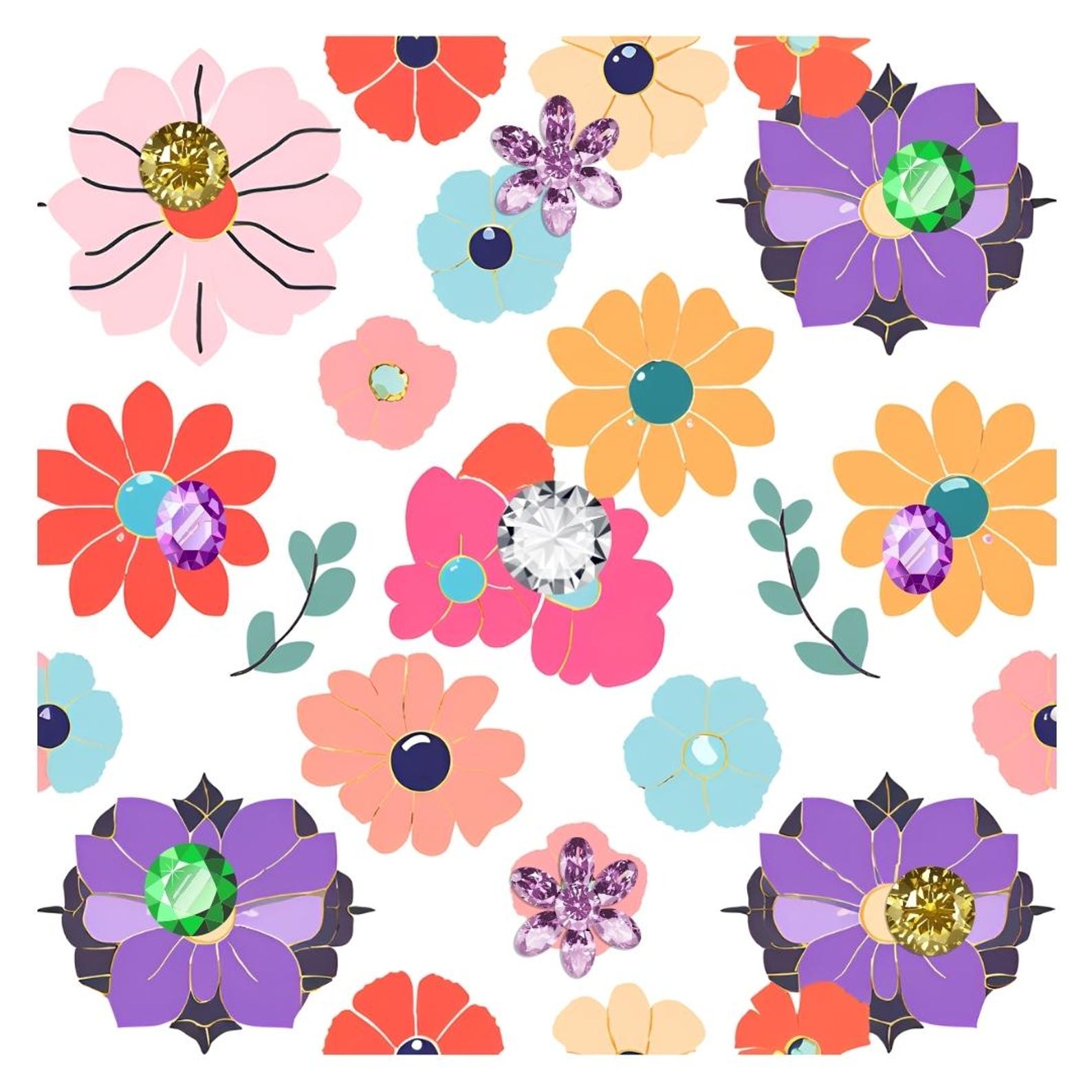 Simple Flowers- Clip Art--set #1 (8 PNG Files) - 1080 X 1080 Pixels - Etsy