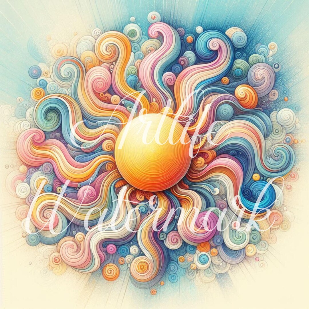 Swirl Sun Clip Art Set 4 5 PNG Files 2400 X 2400 Px Full Page - Etsy