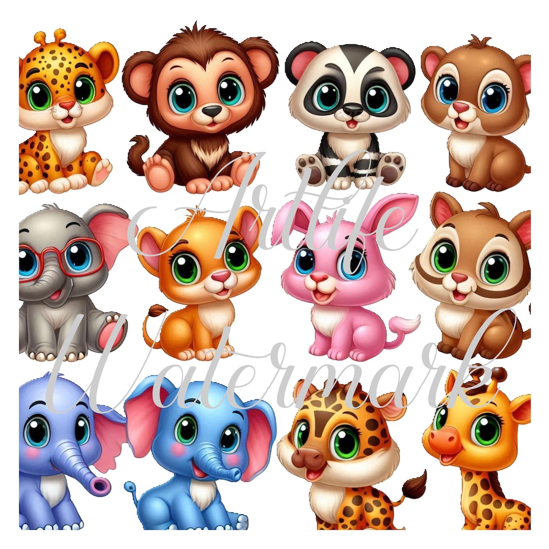 Cute Baby Animals Clip Art 5 PNG Files - Etsy