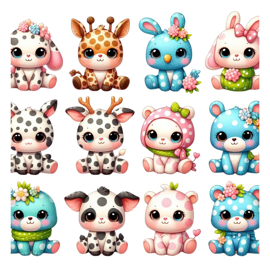 Cute Baby Animal Clip Art 10 Pngs 3000 X 3000 Px 01 - Etsy