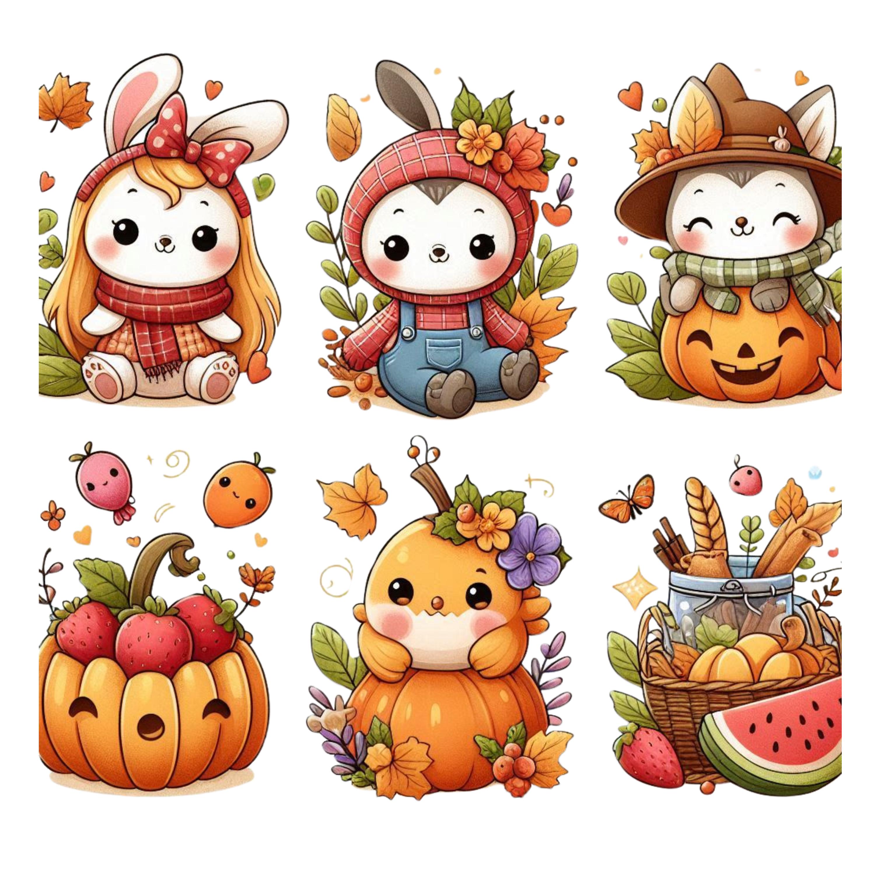 Cute Thanksgiving Clip Art 10 Pngs 3000 X 3000 Px 01 - Etsy