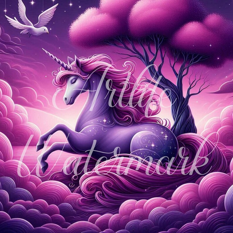 Pretty Purple Unicorns Set 4 Clip Art 5 PNG Files - Etsy