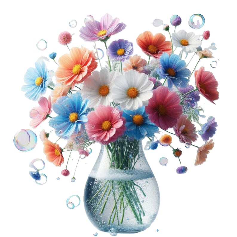 Colorful Flower Vases Clip Art Set 1 5 PNG Files - Etsy