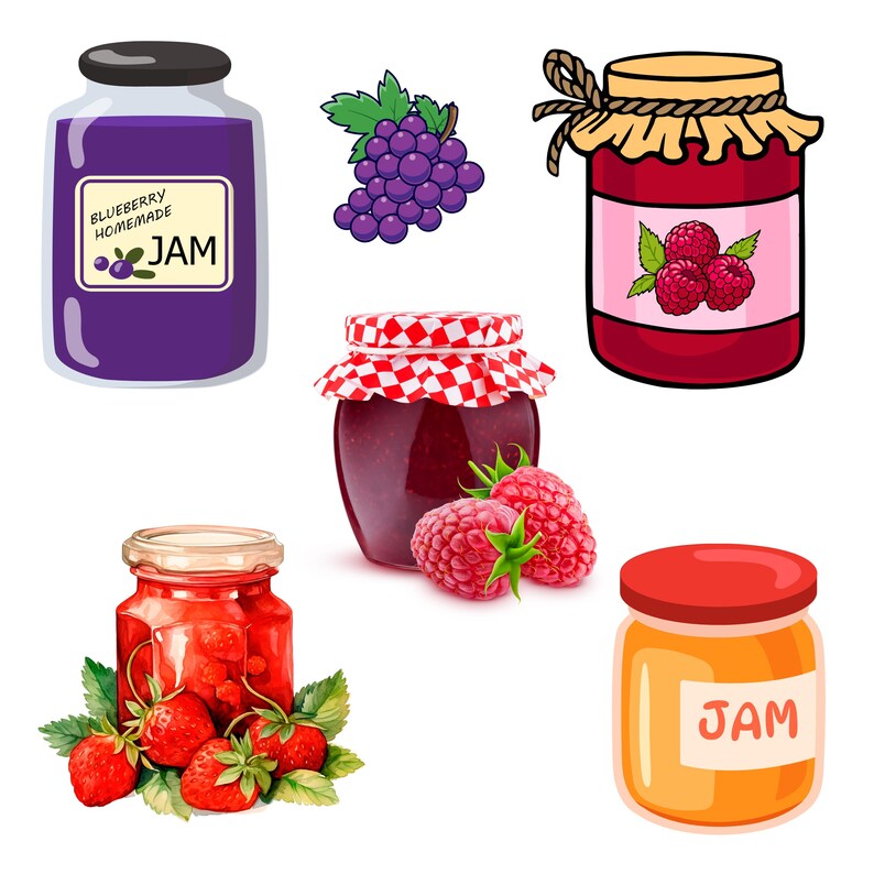 Jam Jars - Clip Art - Set #1- (5 PNG Files) - Etsy
