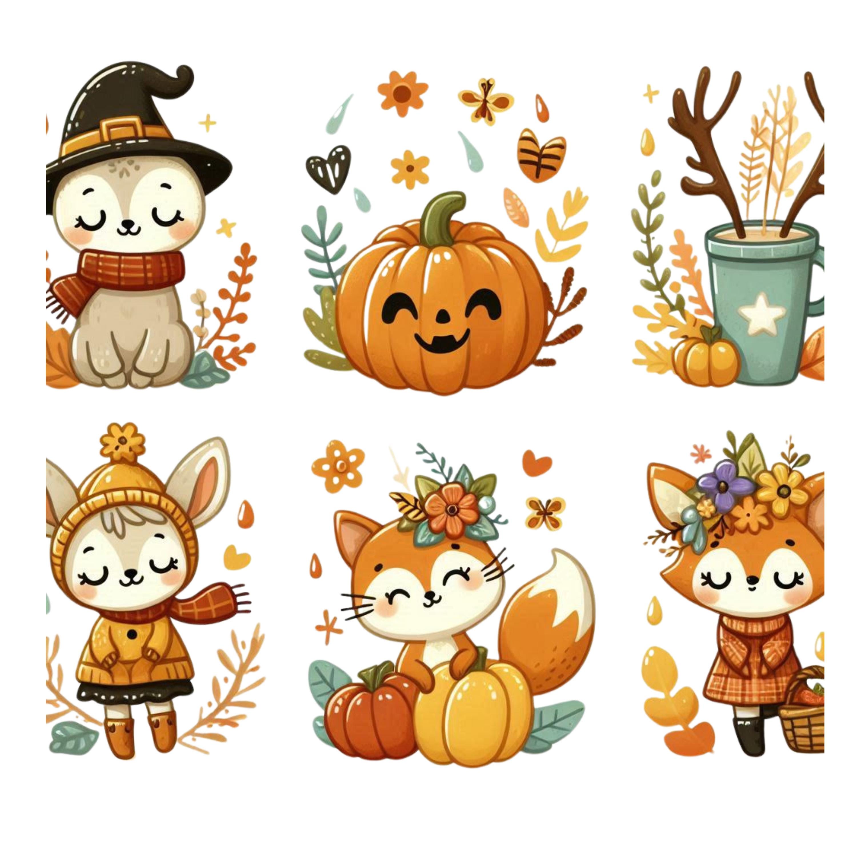 Cute Thanksgiving Clip Art 10 Pngs 3000 X 3000 Px 01 - Etsy