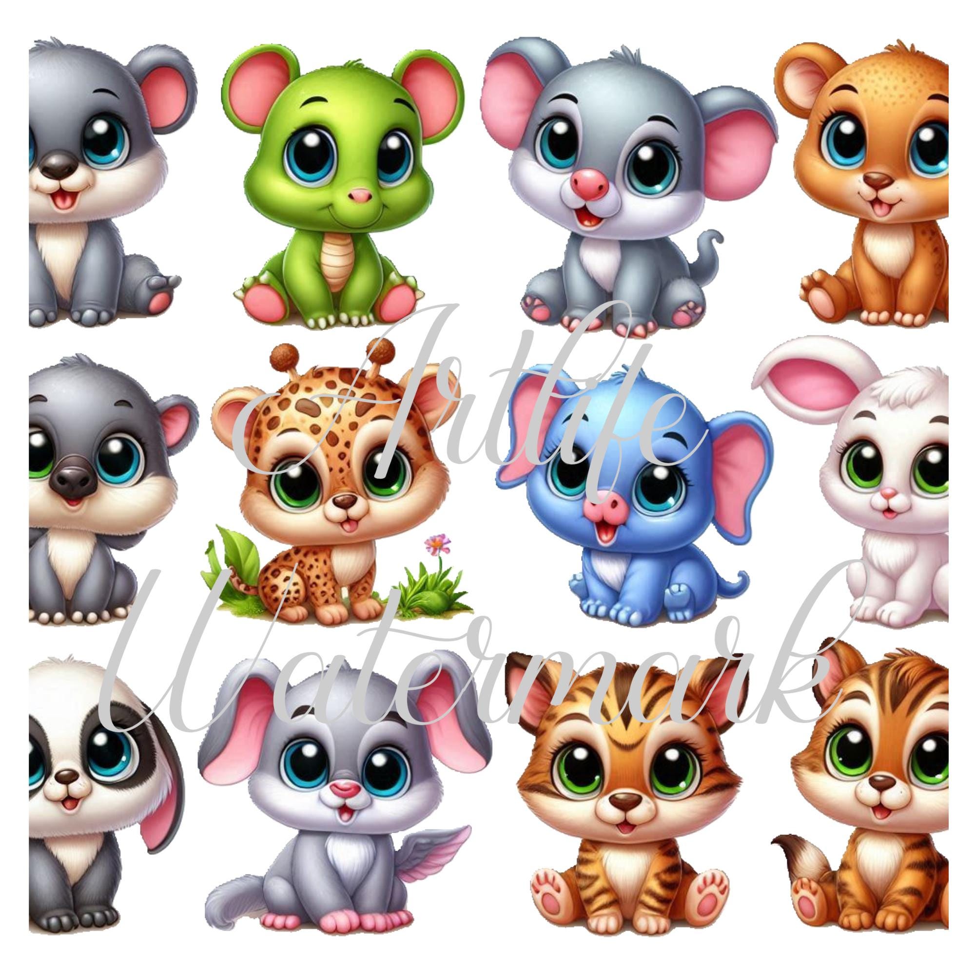 Super Cute Baby Cartoon Animals Clip Art Set 2 7 PNG Files 2000 X 2000 ...