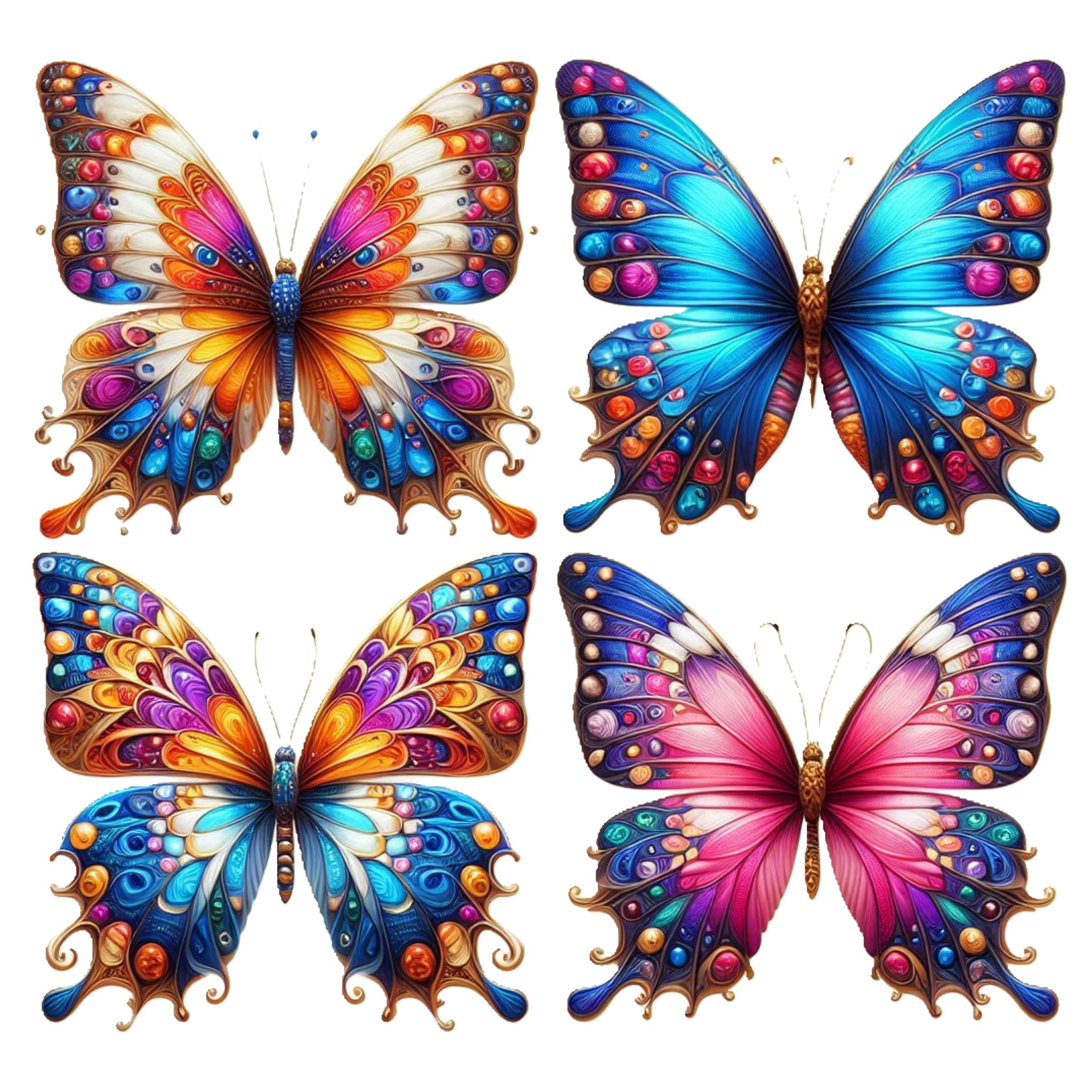 Colorful Butterflies Clip Art - 2400 X 2400 Px - 7 PNGS- 28 Butterflies ...