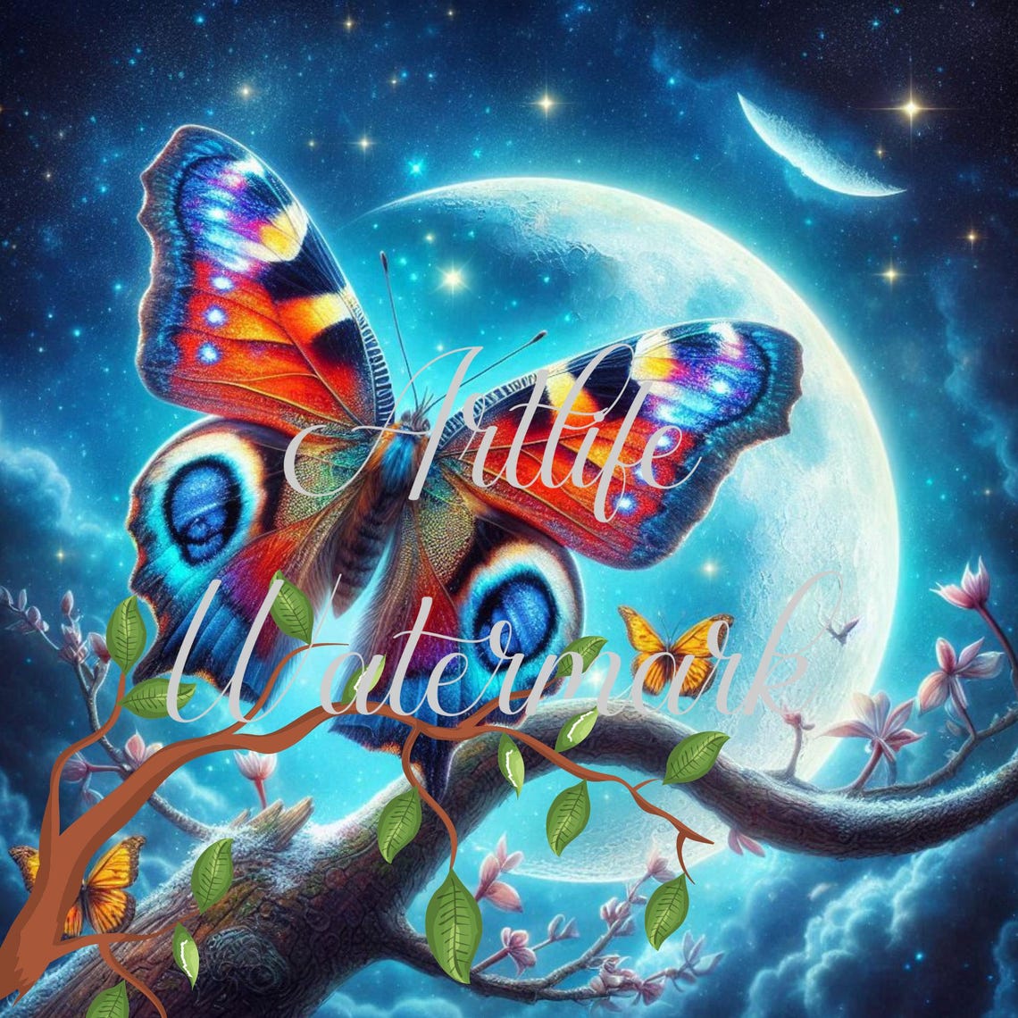 Butterflies in Moonlight Clip Art Set 2 10 PNG Files - Etsy