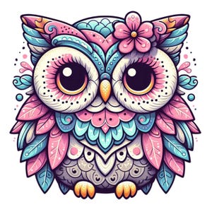 Colorful Owl Designs Clip Art 3000 X 3000 Px 5 Pngs 01 - Etsy