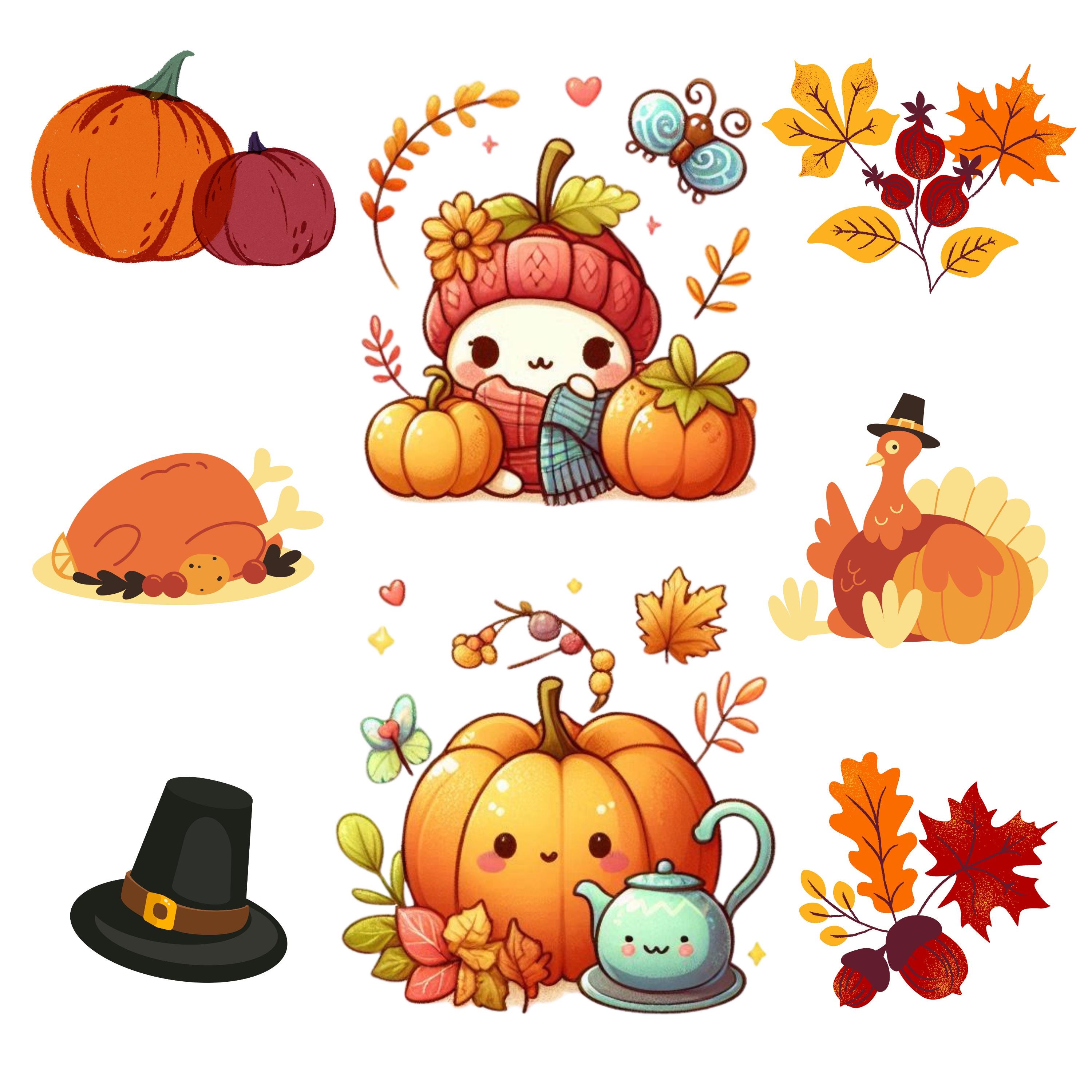 Cute Thanksgiving Clip Art 10 Pngs 3000 X 3000 Px 01 - Etsy