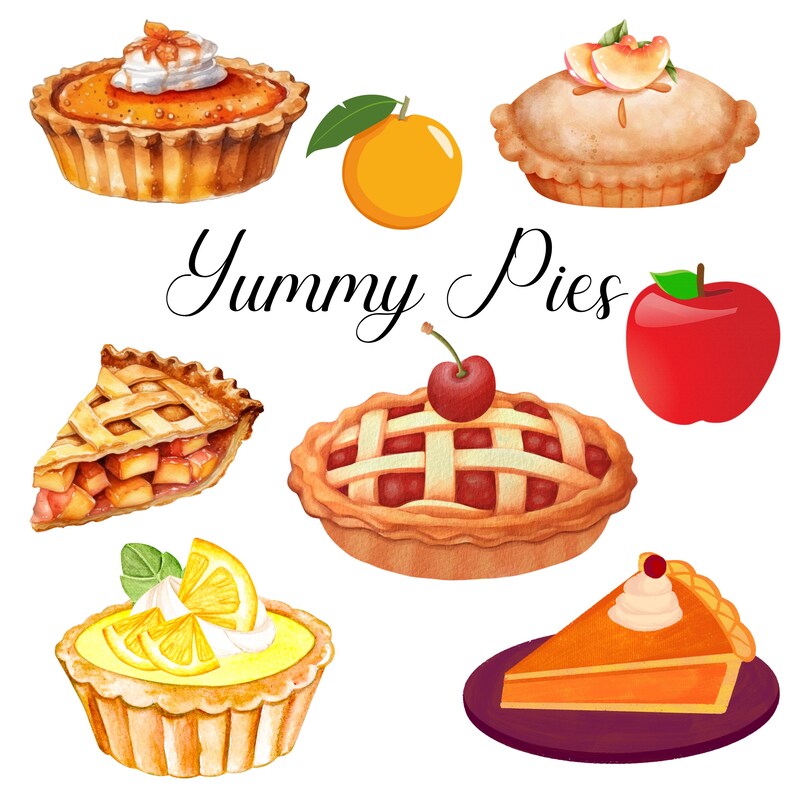 Yummy Pies - Clip Art - Set #1- (5 PNG Files) - Etsy