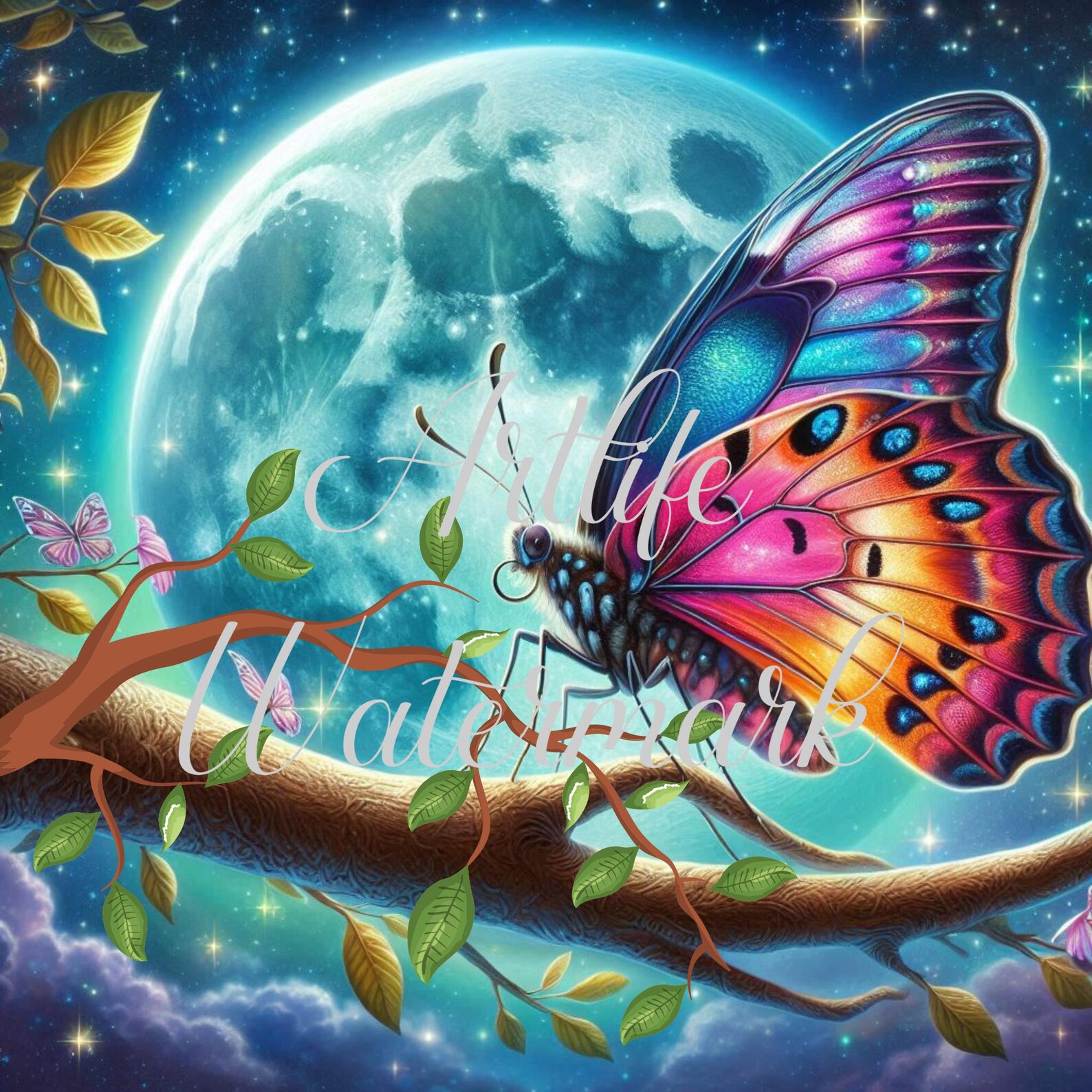 Butterflies in Moonlight Clip Art Set 1 10 PNG Files - Etsy