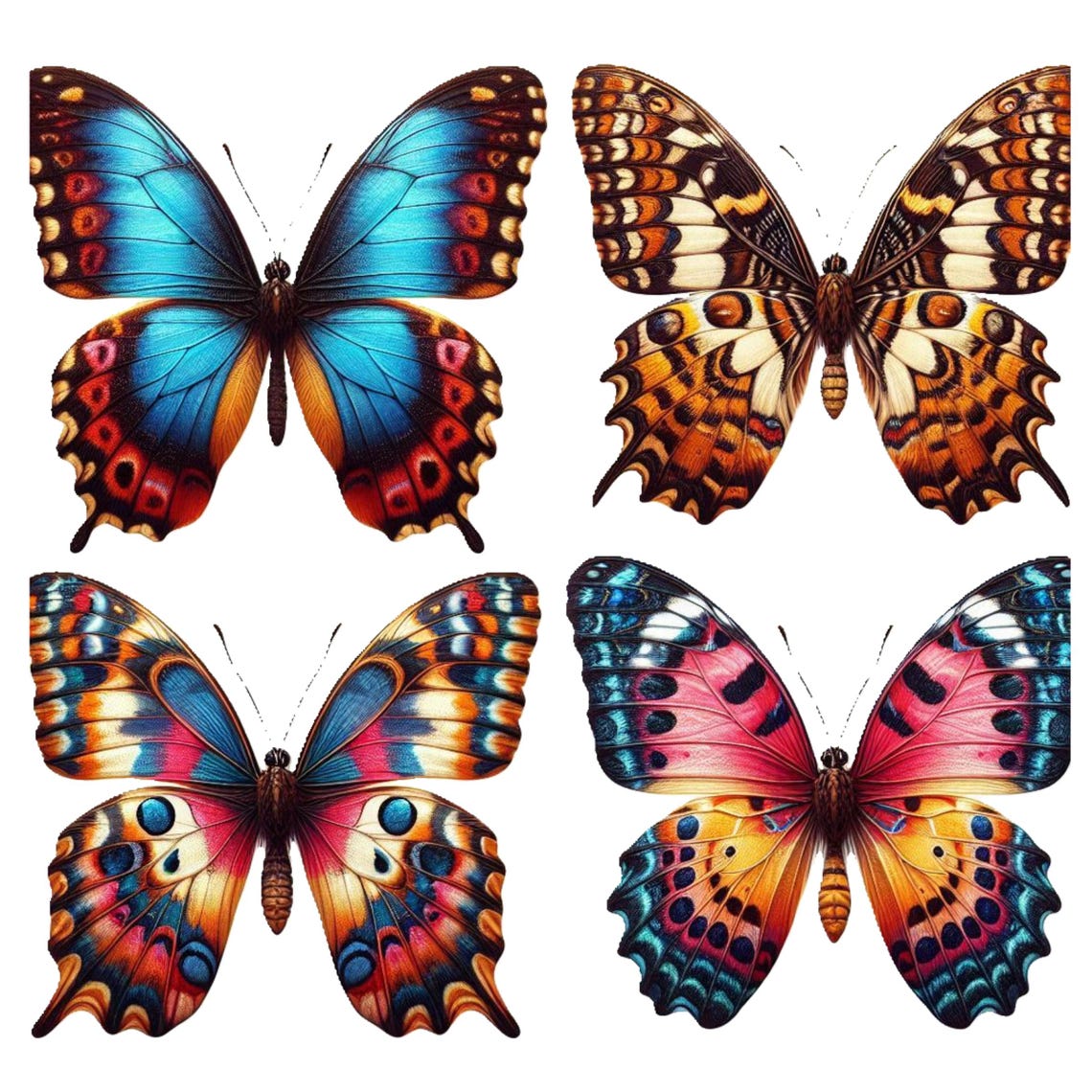 Colorful Butterflies Clip Art 2400 X 2400 Px 7 PNGS 28 Butterflies - Etsy
