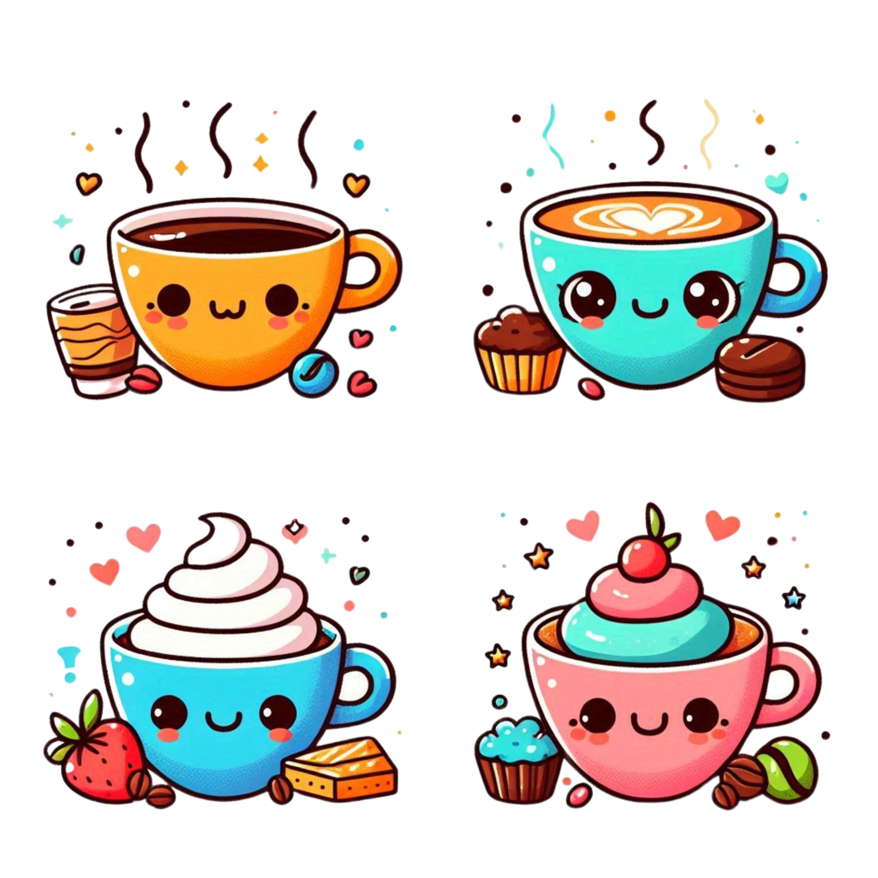 Cute Coffee Cups Set 2 Clip Art 10 PNG Files - Etsy