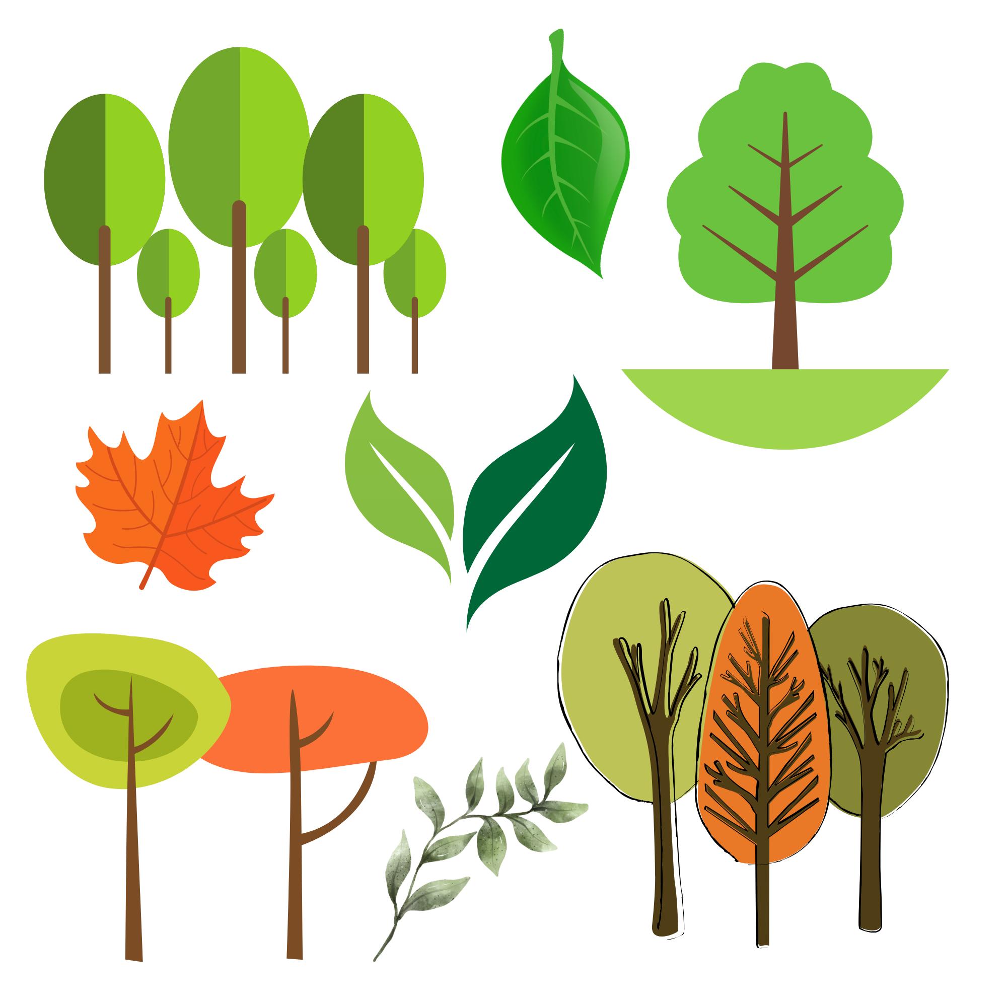 Trees and Leaves Clip Art Set 1 5 PNG Files 2000 X 2000px - Etsy