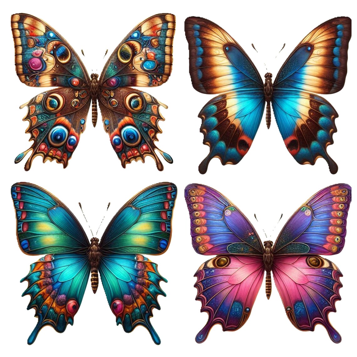 Colorful Butterflies Clip Art 2400 X 2400 Px 7 PNGS 28 Butterflies - Etsy