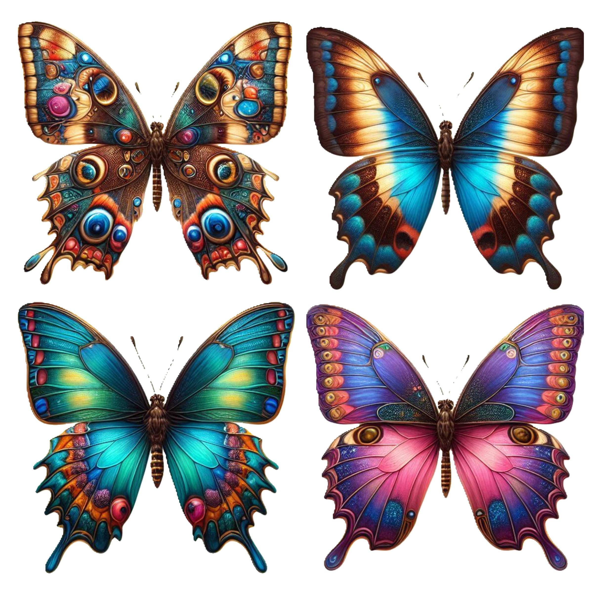 Colorful Butterflies Clip Art - 2400 X 2400 Px - 7 PNGS- 28 Butterflies ...