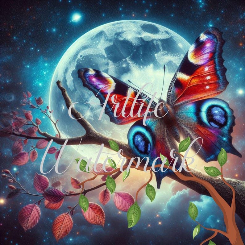 Butterflies in Moonlight Clip Art Set 1 10 PNG Files - Etsy
