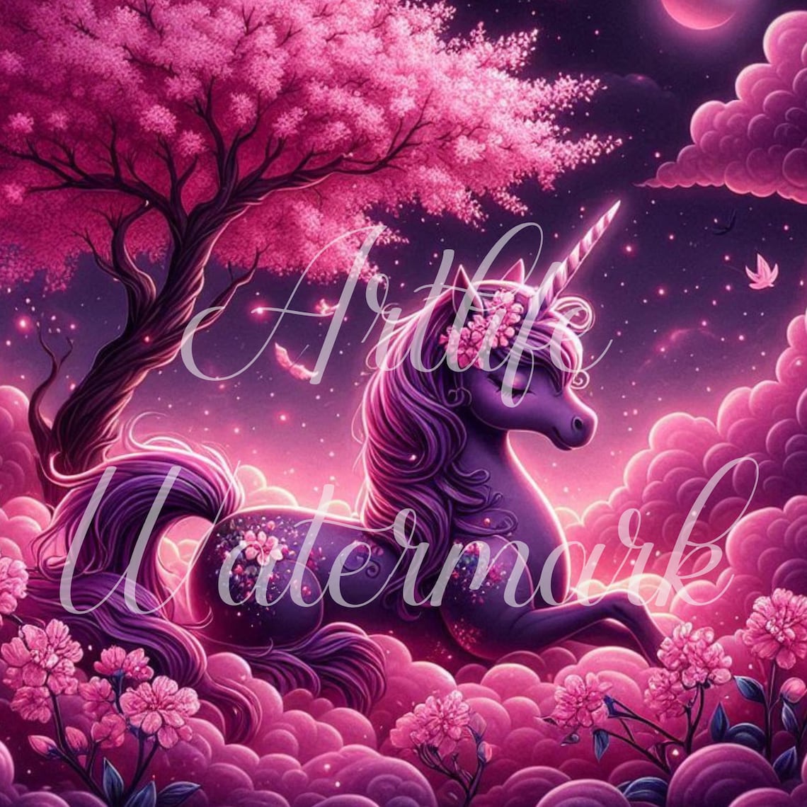 Pretty Purple Unicorns Set 4 Clip Art 5 PNG Files - Etsy