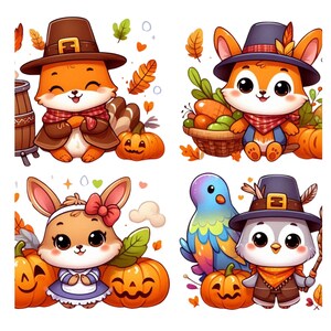 Cute Thanksgiving Clip Art 10 Pngs 3000 X 3000 Px 01 - Etsy