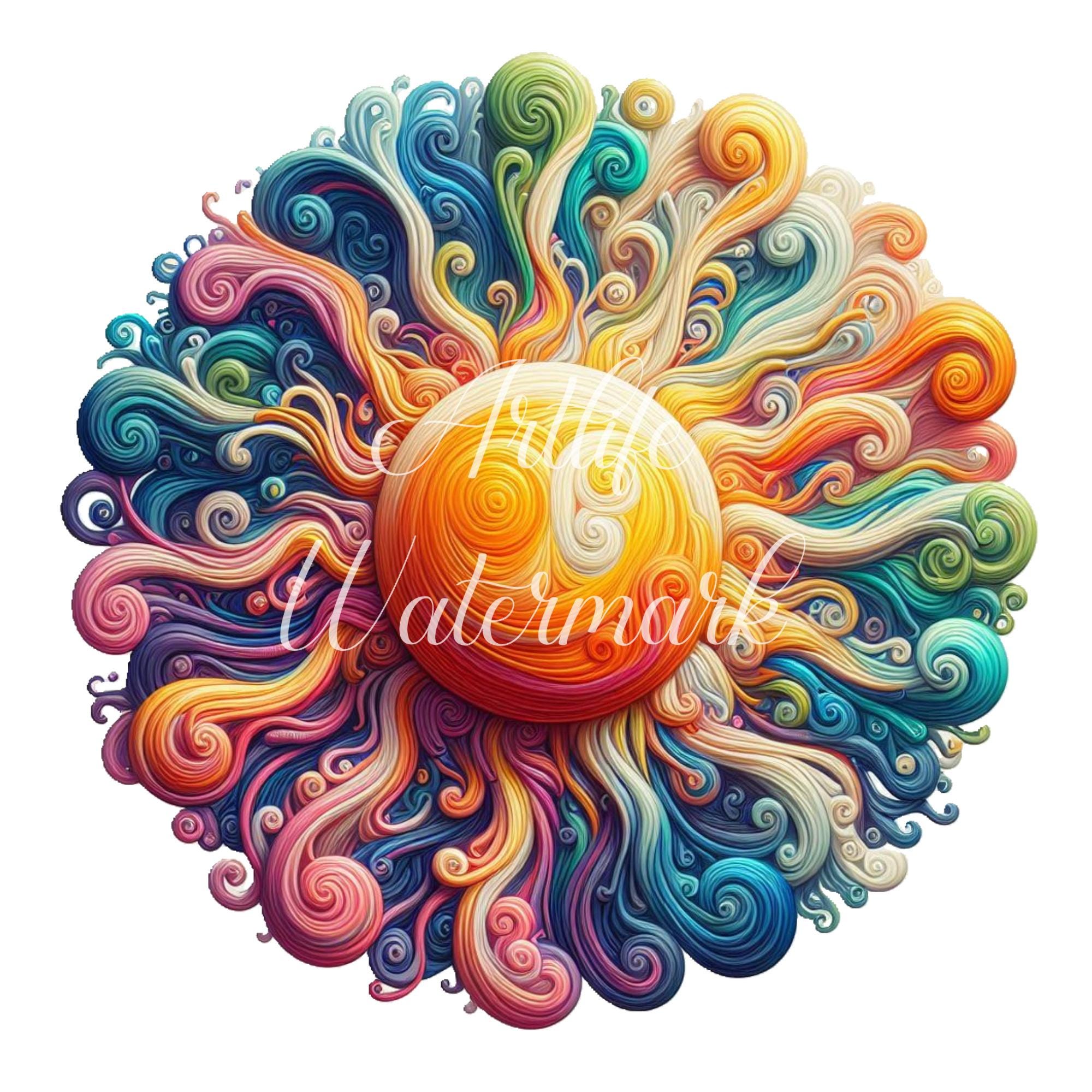 Swirl Sun Clip Art Set 2 10 PNG Files 2400 X 2400 Px - Etsy