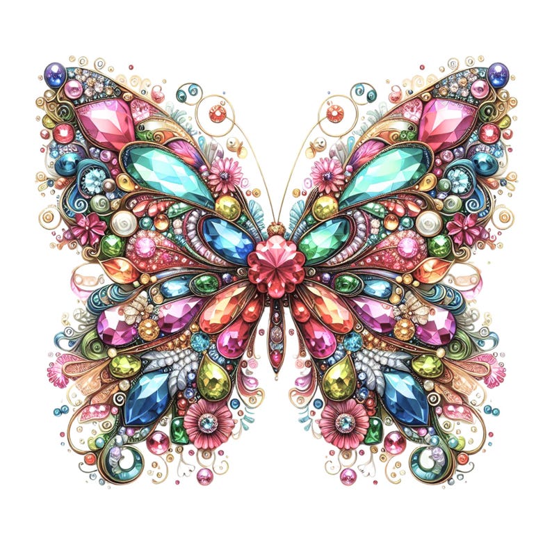 Jewel Butterflies - Clip Art - Set #2 - (10 PNG Files) -2000 X 2000px ...