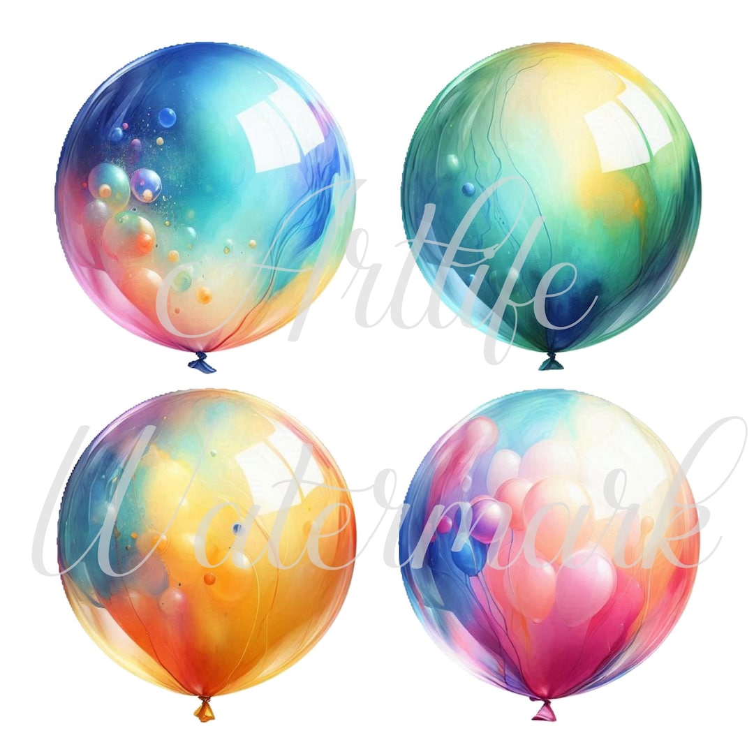 Colorful Balloons - Clip Art - (6 PNG Files) - 2000 X 2000 Px -05 - Etsy