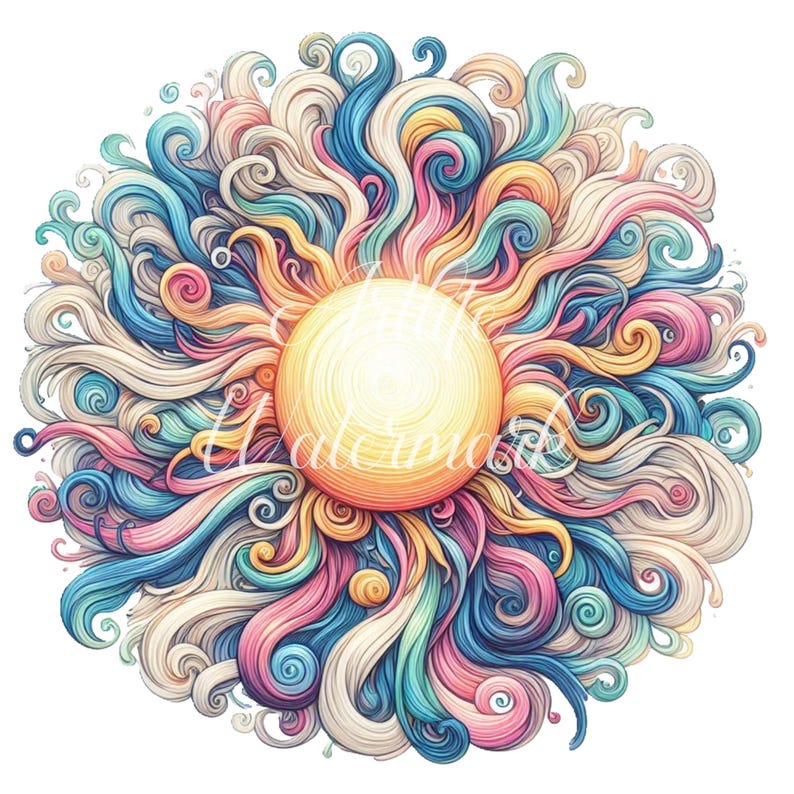 Swirl Sun - Clip Art - Set #2- (10 PNG Files)- 2400 X 2400 Px - Etsy
