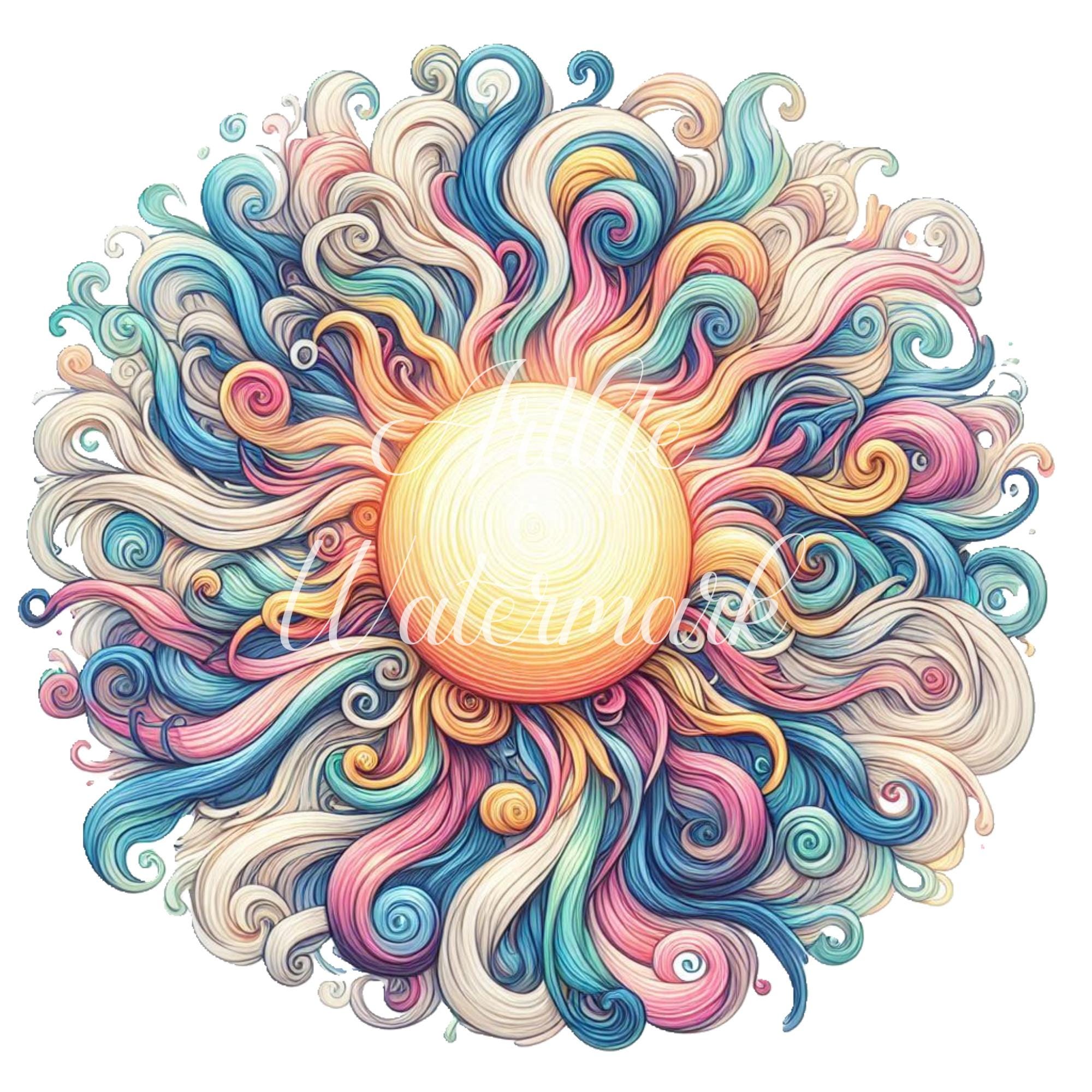Swirl Sun - Clip Art - Set #2- (10 PNG Files)- 2400 X 2400 Px - Etsy