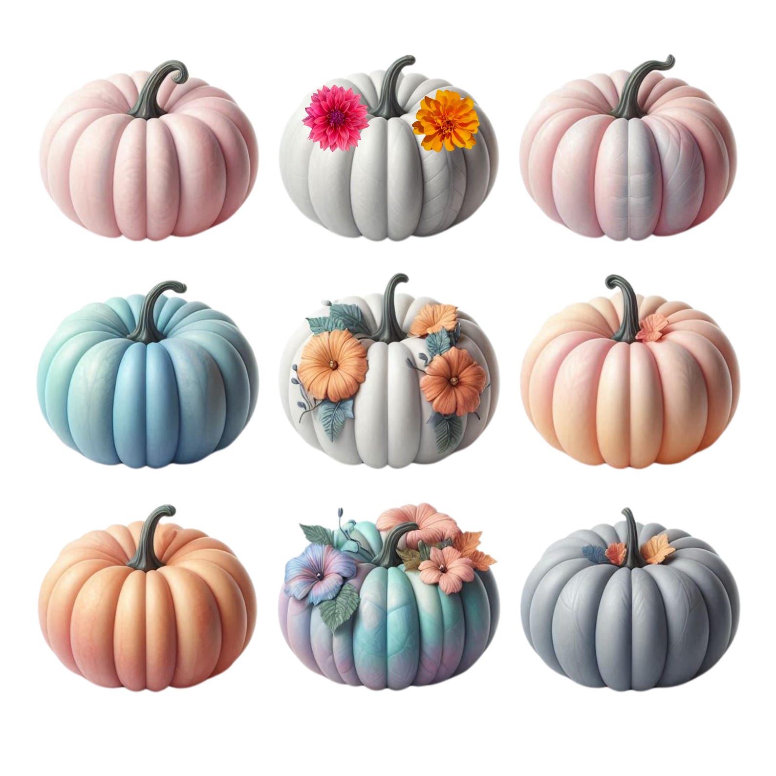 Pastel Pumpkins Clip Art 8 PNG Files - Etsy