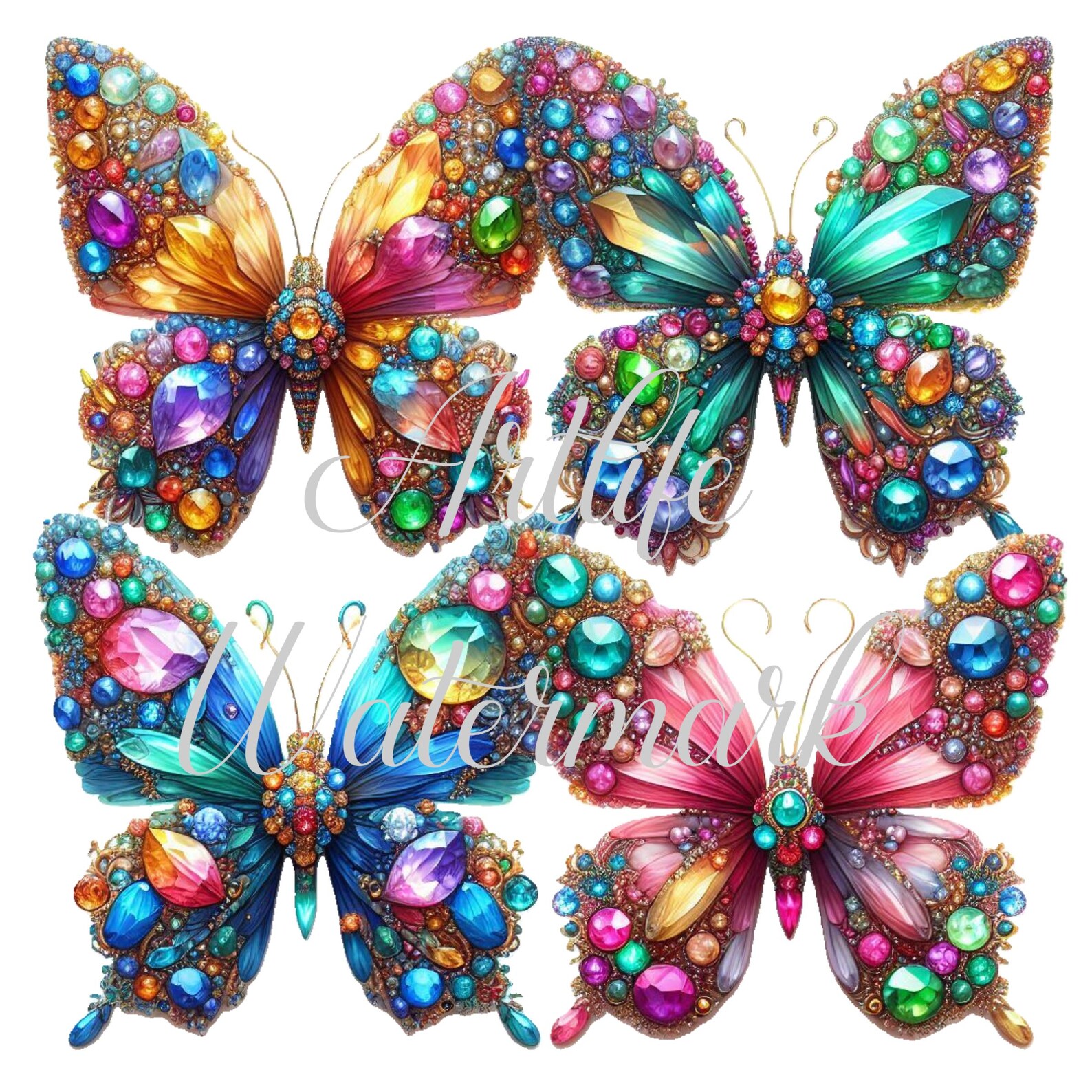 Butterfly Jewels Clip Art - 2400 X 2400 Px - 8 PNGS- 32 Butterflies - Etsy