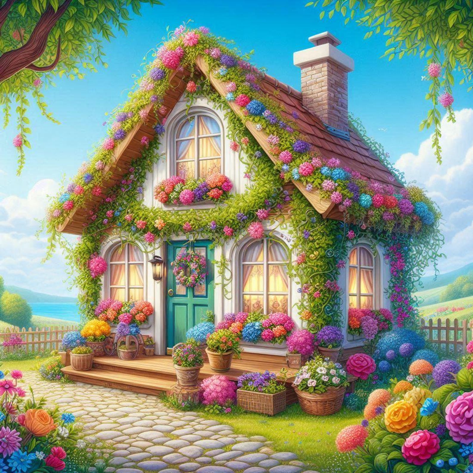 Cute Cottages- Clip Art - 5 PNG Files - Etsy