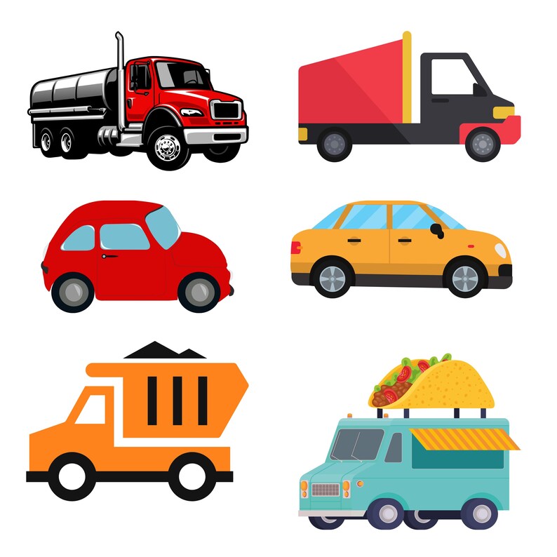 Cars and Trucks Clip Art Set 1 5 PNG Files - Etsy