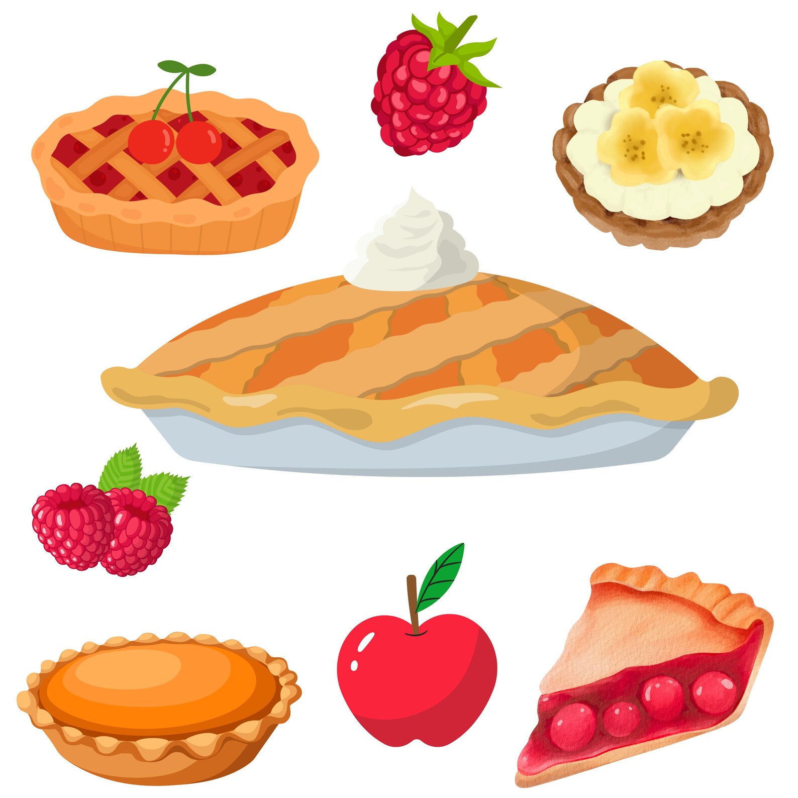 Yummy Pies - Clip Art - Set #1- (5 PNG Files) - Etsy