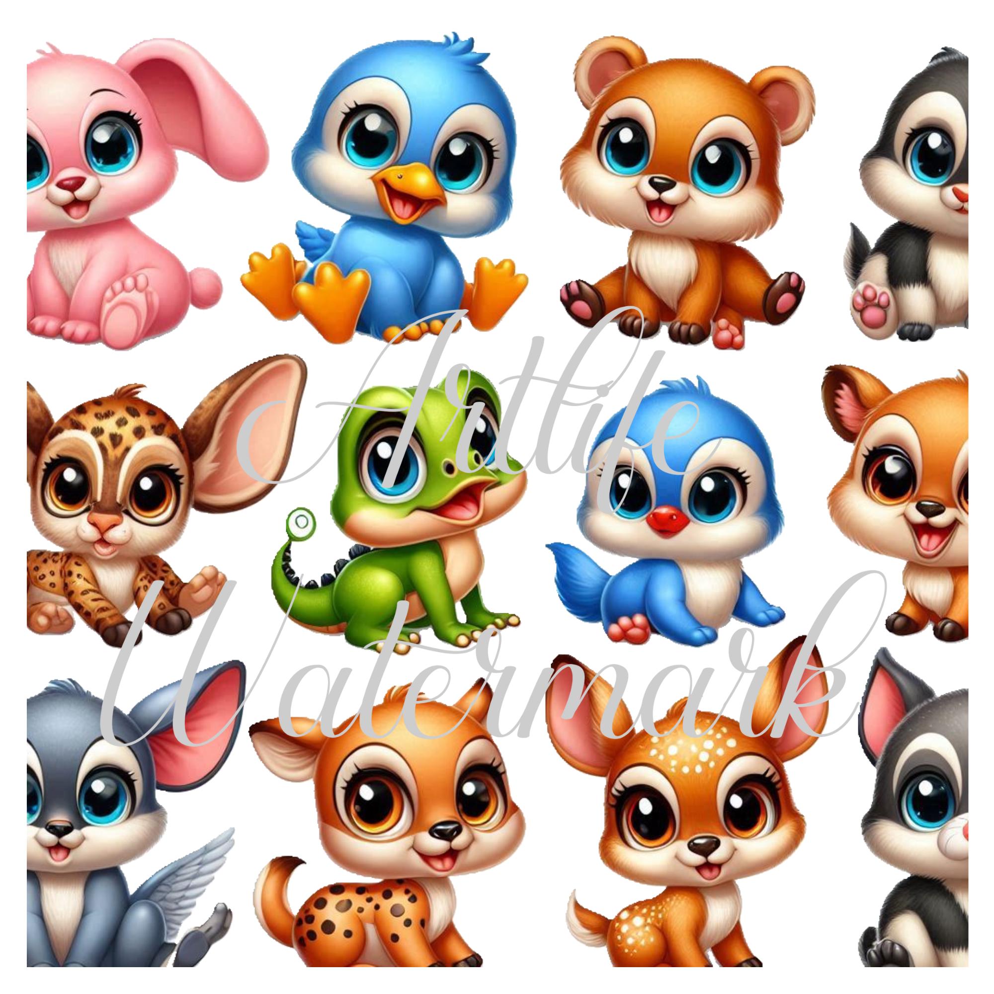 Cute Cartoon Animals - Clip Art - Set #2 - (7 PNG Files)- 2000 X 2000 ...