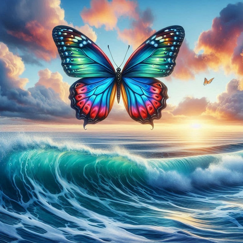 Butterflies Over the Ocean - Clip Art - Set #6 - (5 PNG Files) - 2400 X ...