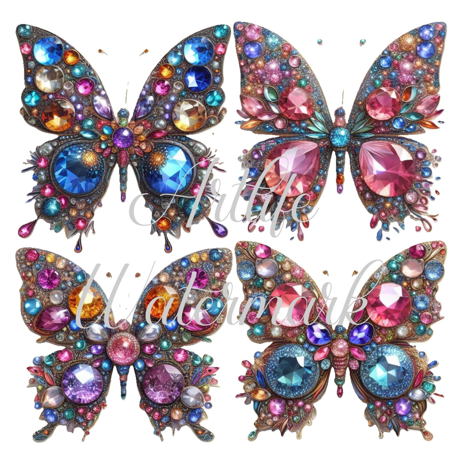 Butterfly Jewels Clip Art - 2400 X 2400 Px - 8 PNGS- 32 Butterflies - Etsy