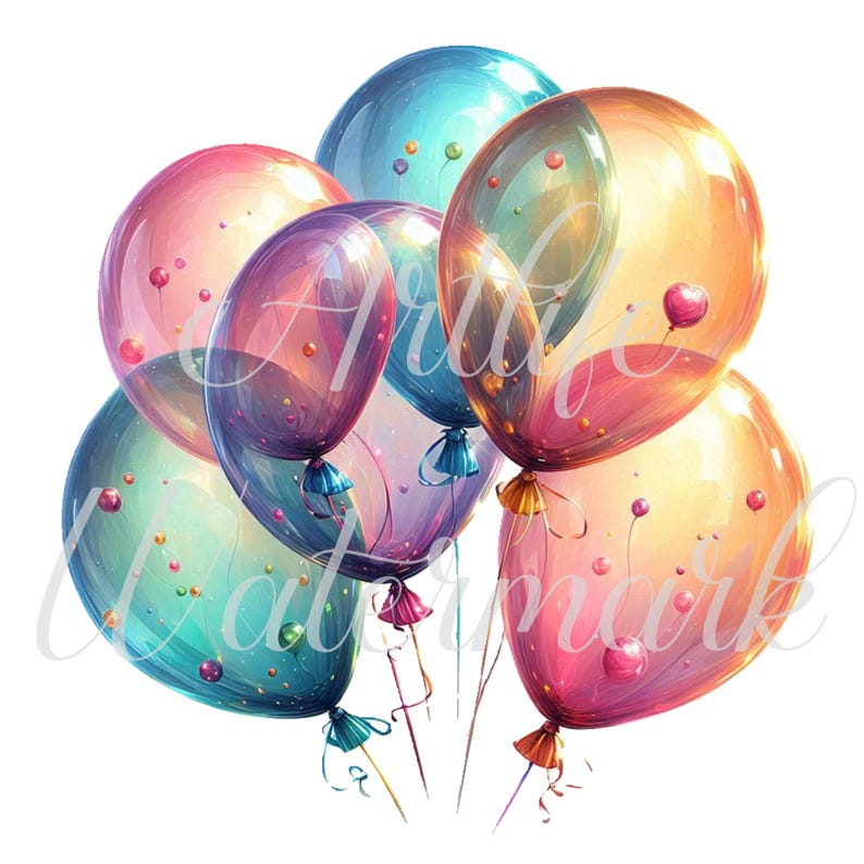 Colorful Balloons Clip Art 6 PNG Files 2000 X 2000 Px - Etsy