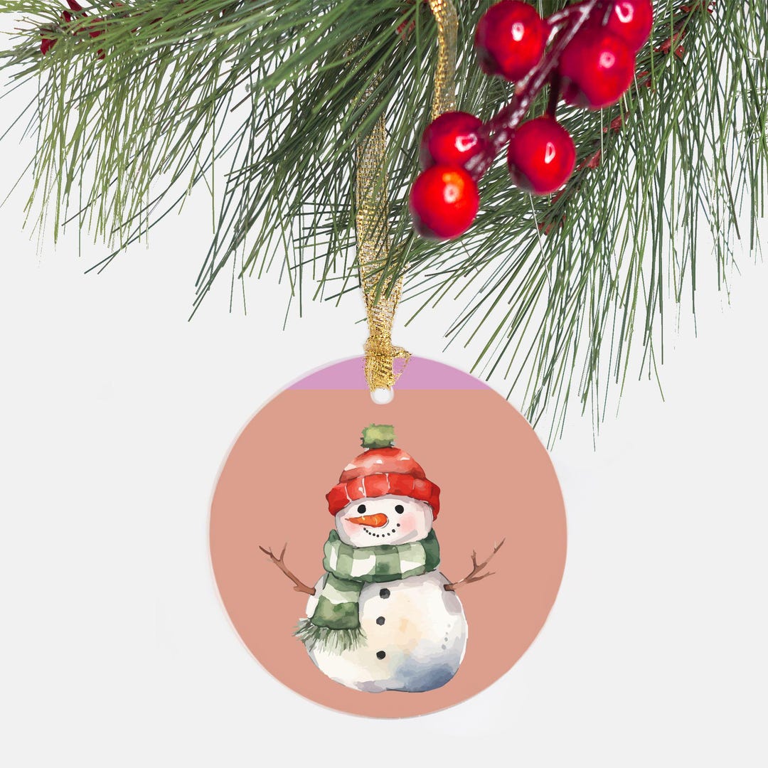 Snowman Holiday Ornament Clear Acrylic round 012 - Etsy