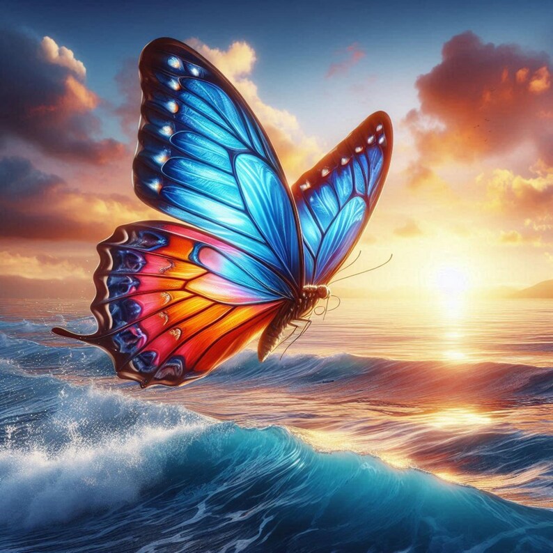 Butterflies Over the Ocean - Clip Art - Set #7 - (5 PNG Files) - 2400 X ...