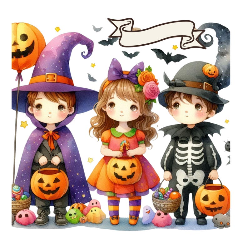 Halloween Trick or Treat Clip Art 5 PNG Files 01 - Etsy