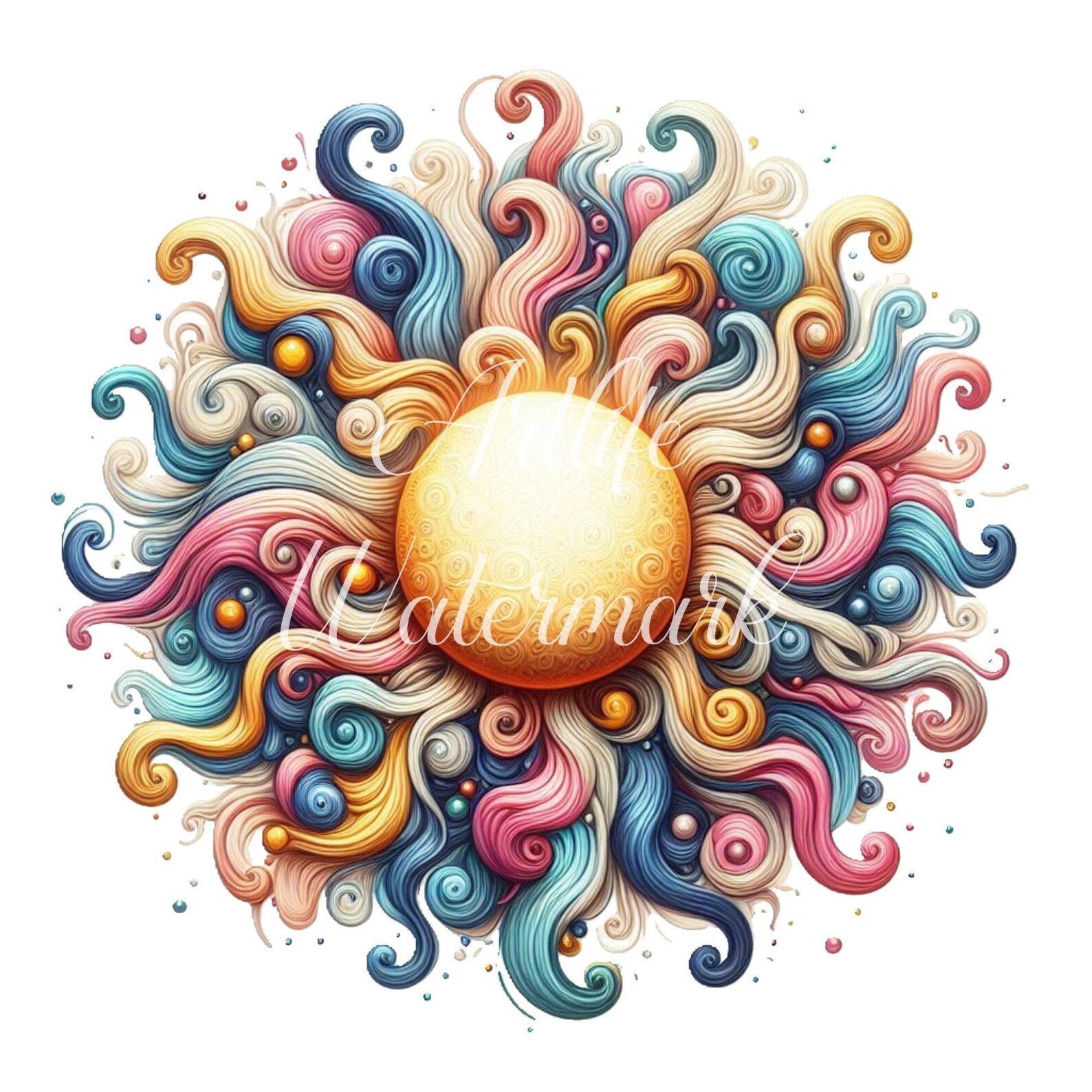 Swirl Sun - Clip Art - Set #2- (10 PNG Files)- 2400 X 2400 Px - Etsy