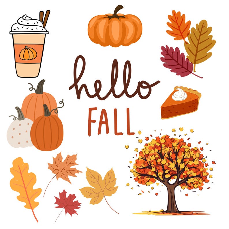 Cute Fall Designs Clip Art 5 Pngs 3000 X 3000 Px 01 - Etsy