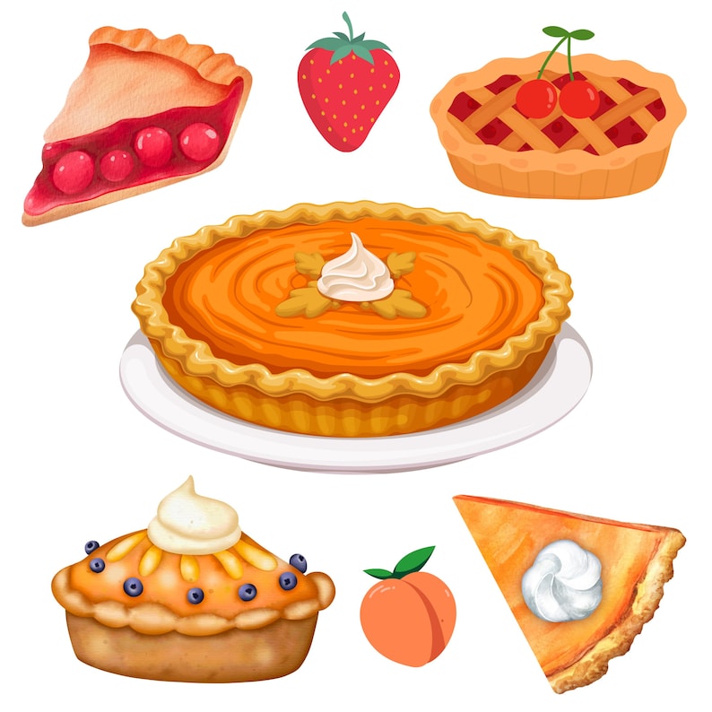 Yummy Pies - Clip Art - Set #1- (5 PNG Files) - Etsy
